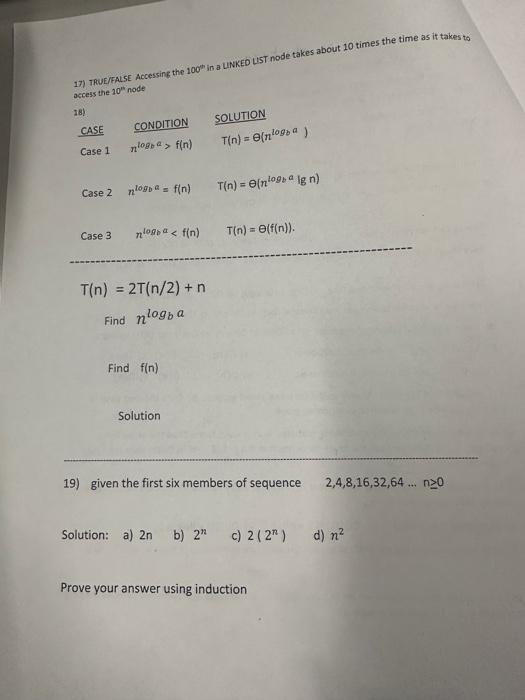Solved 17) TRUE/FALSE Accessing the 100t in a UNKED UST | Chegg.com
