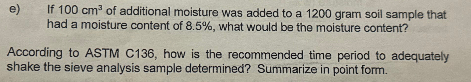 Solved According to ASTM C136, ﻿how is the recommended time | Chegg.com