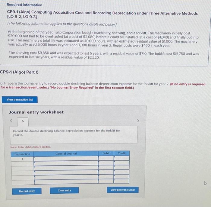 Solved Required information CP9-1 (Algo) Computing | Chegg.com