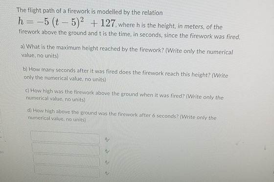 Solved The flight path of a firework is modelled by the | Chegg.com