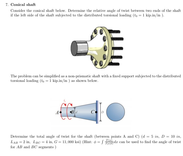 Solved 7. Conical shaft Consider the conical shaft below. | Chegg.com