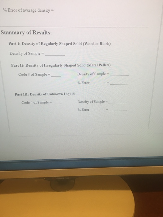 Solved Alternative formats Part III: Density of an Unknown | Chegg.com