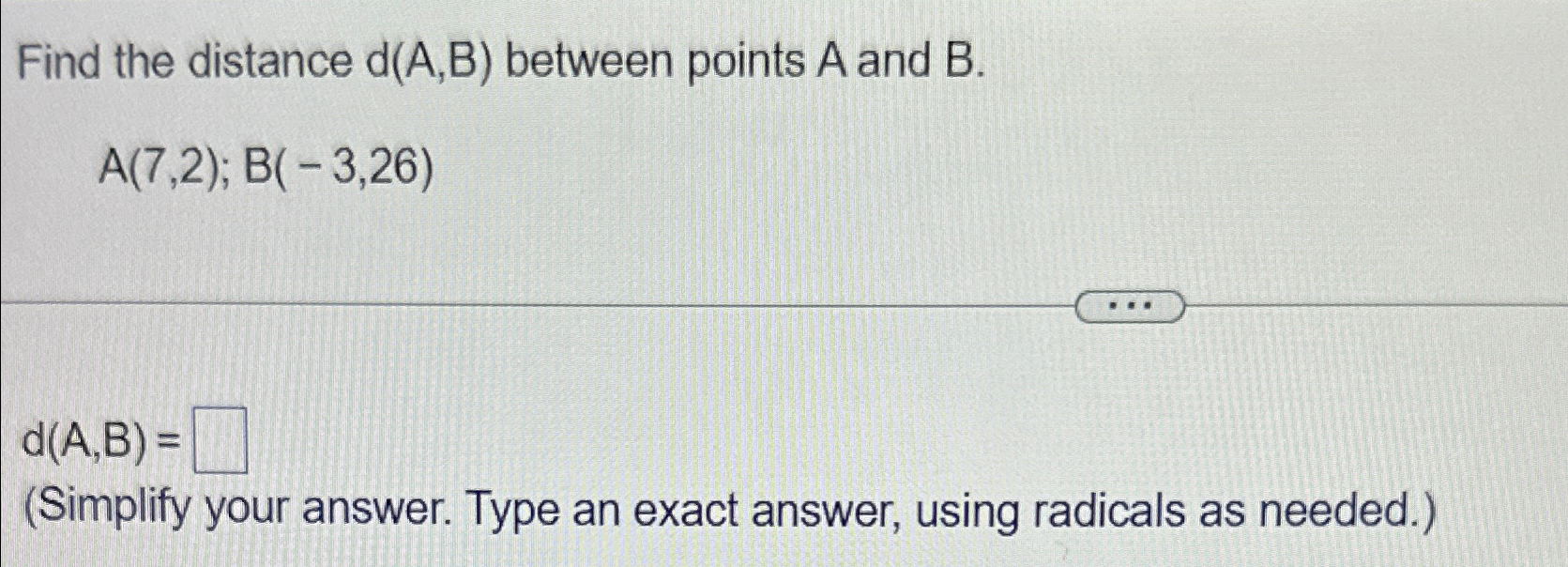 Solved Find the distance d(A,B) ﻿between points A and | Chegg.com