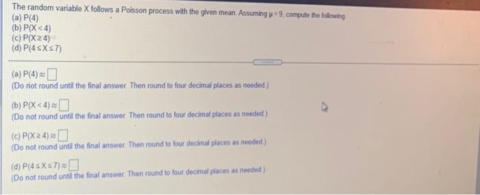 Solved The random variable X follows a Poisson process with | Chegg.com