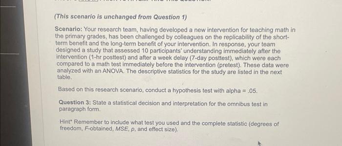 Solved (This scenario is unchanged from Question 1) | Chegg.com