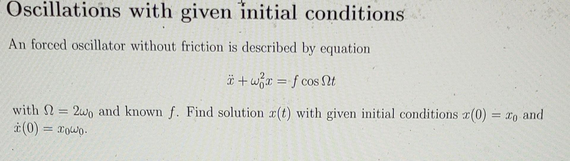 Solved Oscillations with given initial conditions An forced | Chegg.com