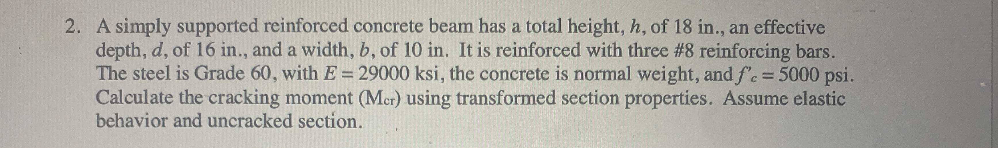 Solved A simply supported reinforced concrete beam has a | Chegg.com