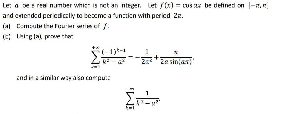 Solved Let a ﻿be a real number which is not an integer. Let | Chegg.com