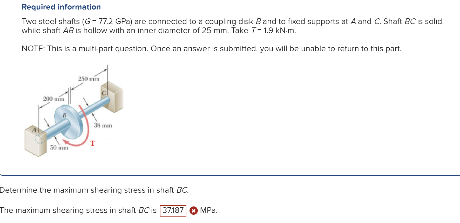 Solved Required informationTwo steel shafts ( G=77.2GPa ) | Chegg.com