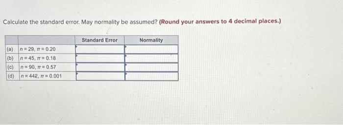Solved Calculate the standard error. May normality be | Chegg.com