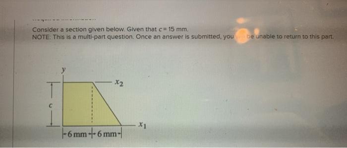 Solved Consider a section given below. Given that c= 15 mm. | Chegg.com