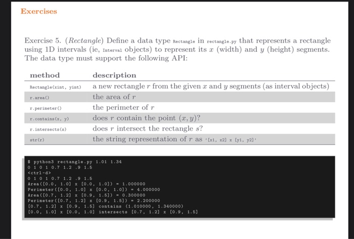 Solved Exercises Exercise 5. (Rectangle) Define a data type | Chegg.com