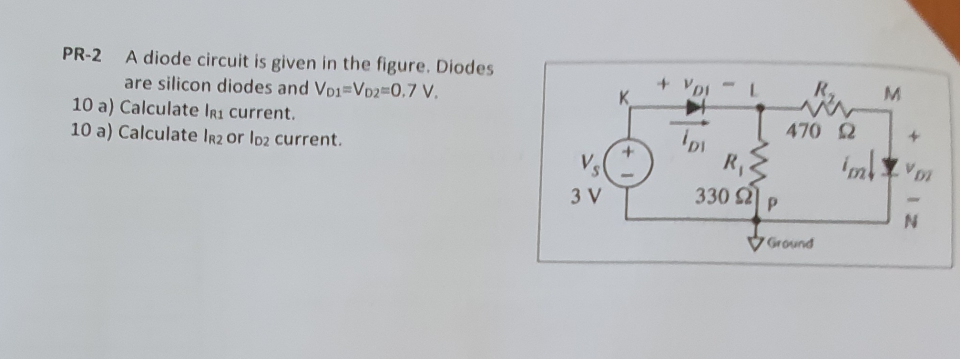 Solved PR-2 ﻿A diode circuit is given in the figure. Diodes | Chegg.com