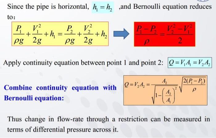 Solved Based On Continuity Equation And Bernoulli Equation