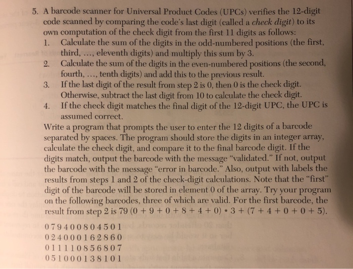 Solved 5. A barcode scanner for Universal Product Codes | Chegg.com