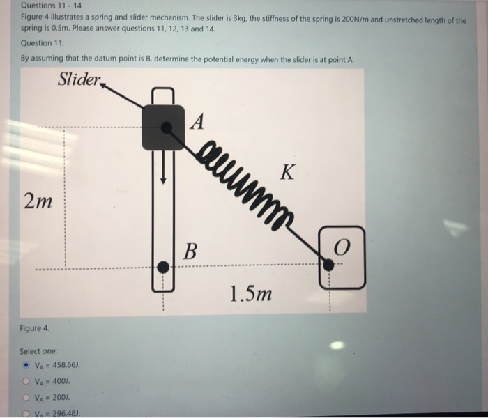 Solved Questions 11 - 14 Figure 4 illustrates a spring and | Chegg.com