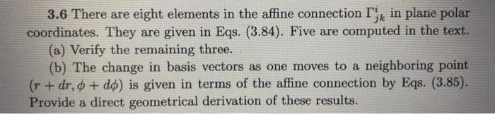 3.6 There are eight elements in the affine connection | Chegg.com