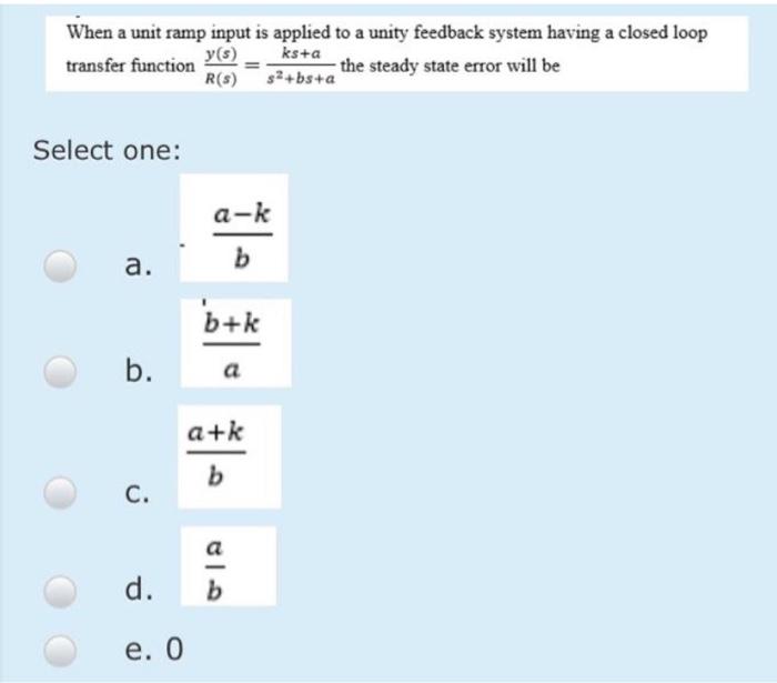 Solved When a unit ramp input is applied to a unity feedback | Chegg.com