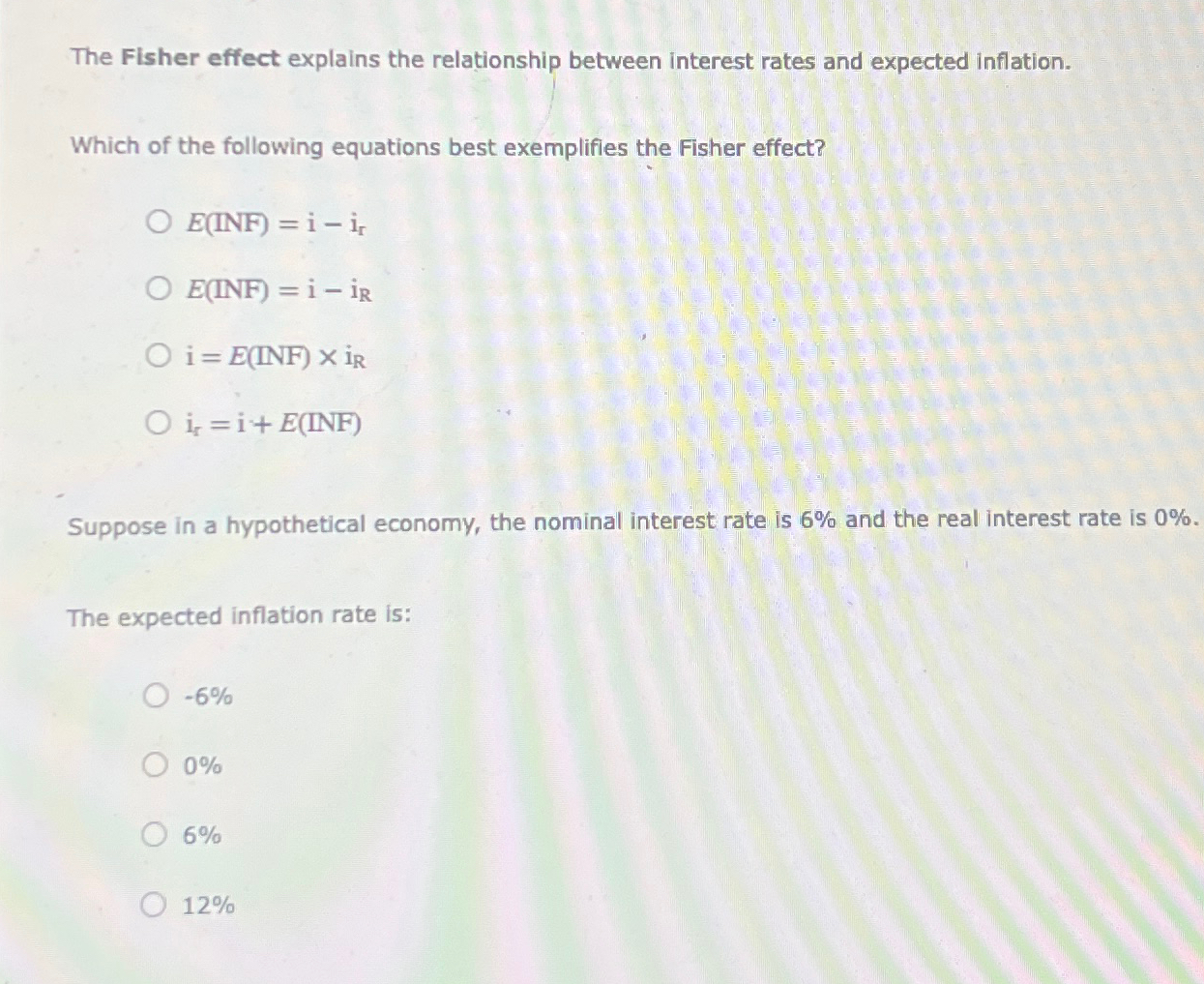 Solved The Fisher effect explains the relationship between | Chegg.com