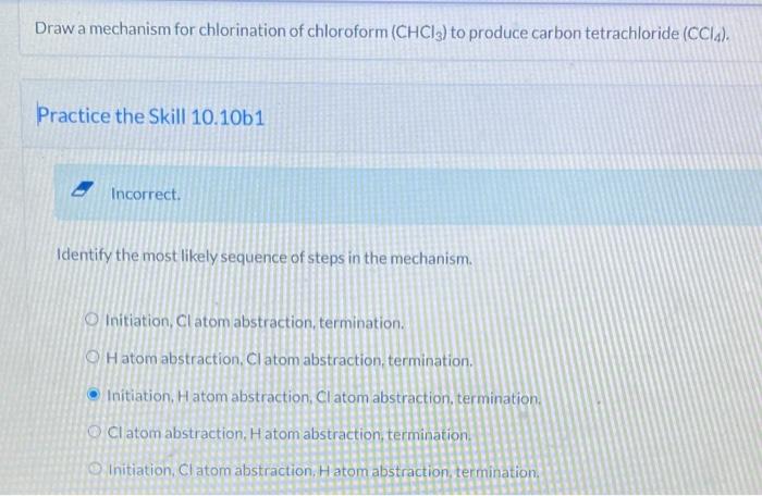 Solved Draw a mechanism for chlorination of chloroform | Chegg.com