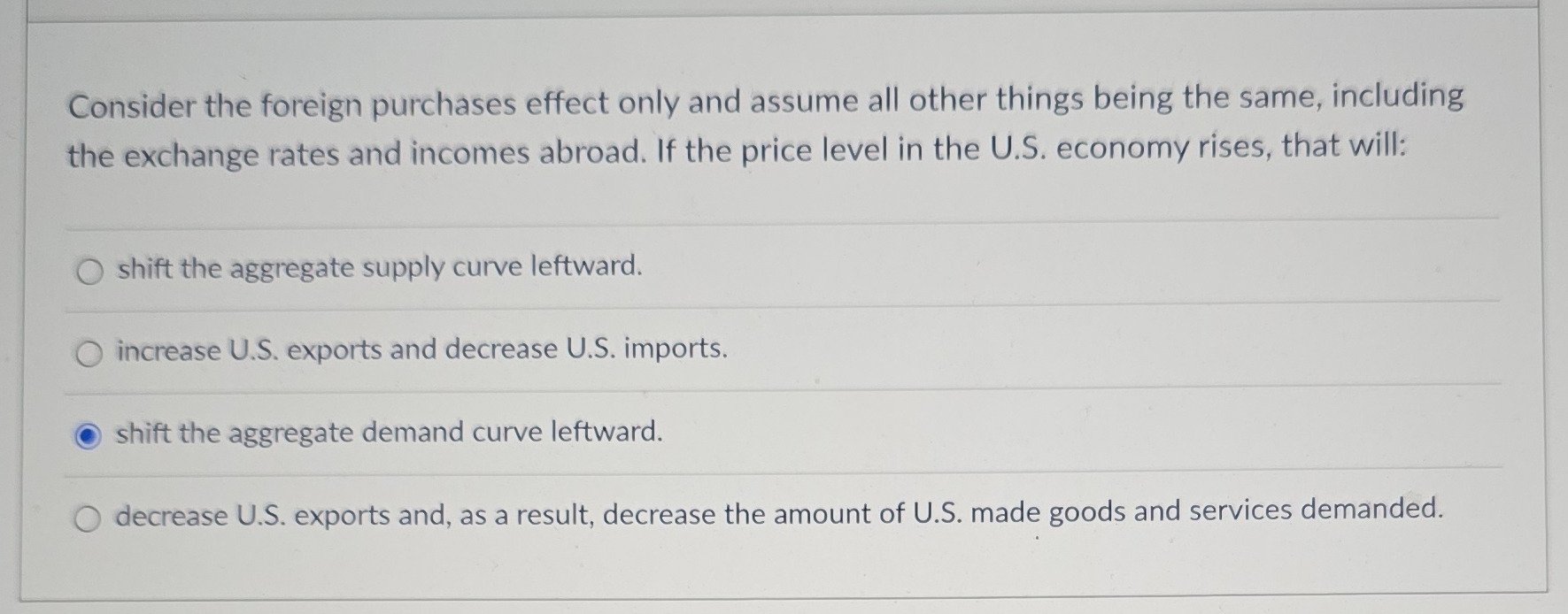 Solved Consider the foreign purchases effect only and assume | Chegg.com