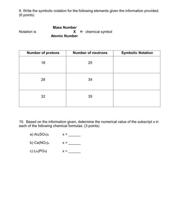 Solved 9. Write the symbolic notation for the following | Chegg.com
