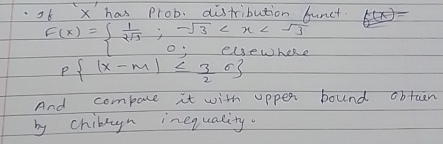 Solved If ' x ' ﻿has Prob. distribution funct{1/2√3; -√3
