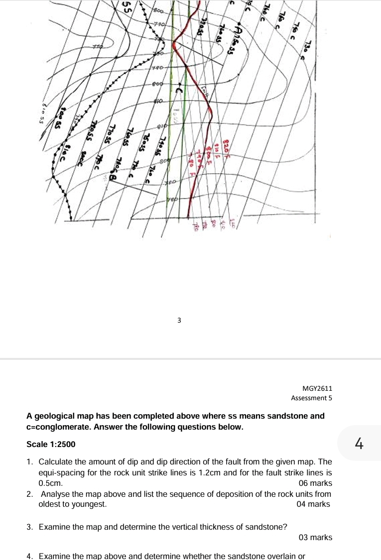 Solved 3MGY2611Assessment 5A geological map has been | Chegg.com