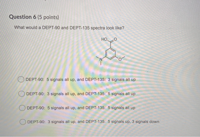 Solved Question 6 (5 points) What would a DEPT-90 and | Chegg.com