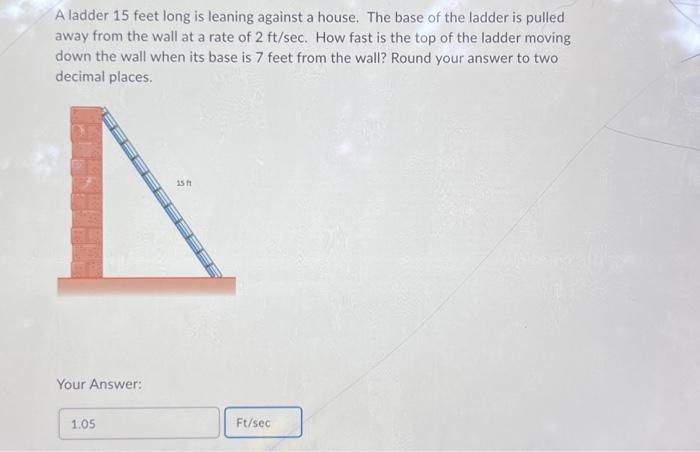 Solved A ladder 15 feet long is leaning against a house. The | Chegg.com