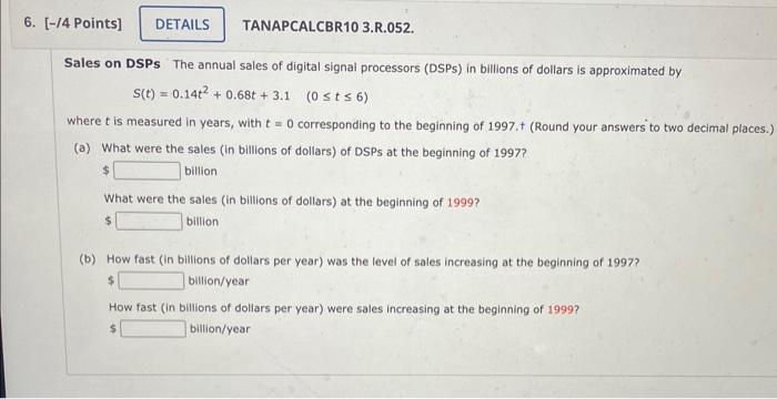 Solved Sales on DSPs The annual sales of digital signal | Chegg.com