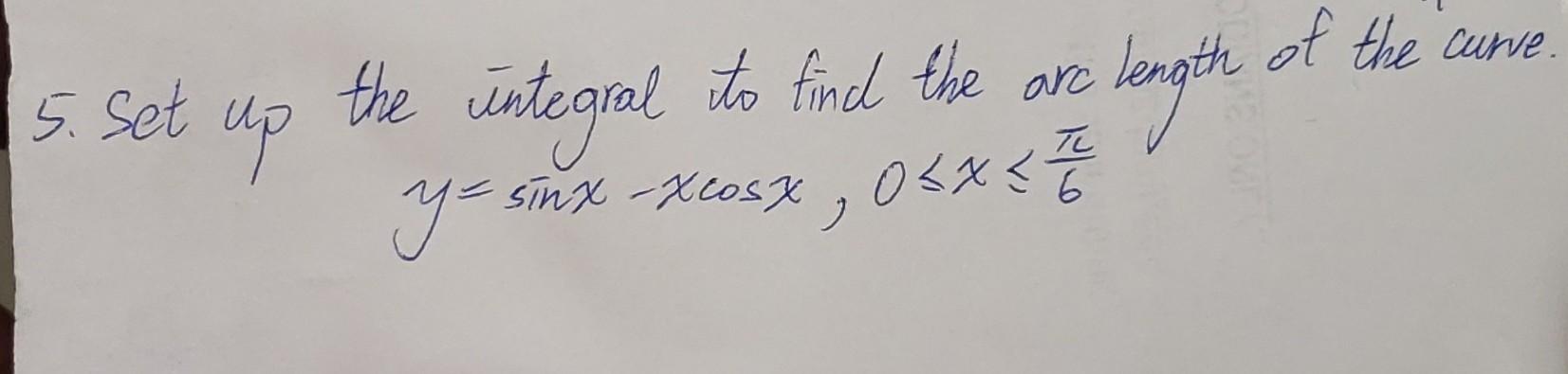 Solved of the curse. 5. Set to find the are the integral t | Chegg.com