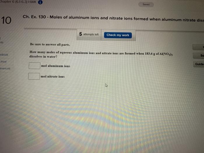 Solved Chapter 6 (61-63) HWK Saved Ch. Ex. 130 - Moles of | Chegg.com Solved Chapter 6 (61-63) HWK Saved Ch. Ex. 130 - Moles of | Chegg.com