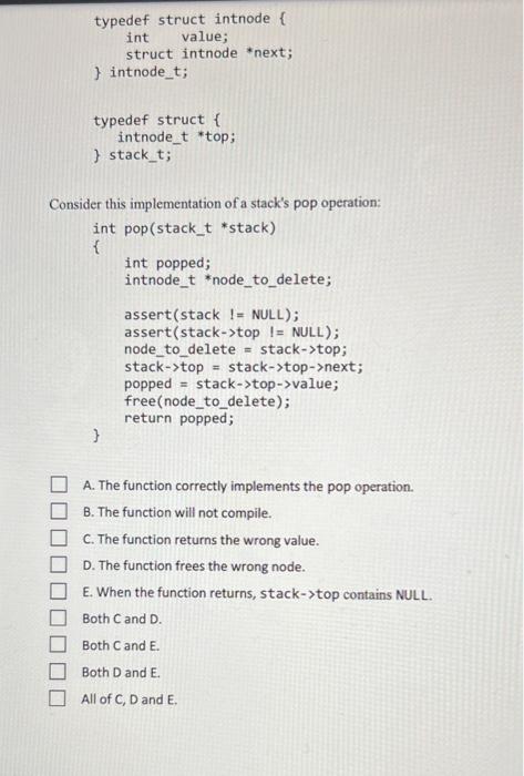 Solved typedef struct intnode \{ int value; struct intnode | Chegg.com