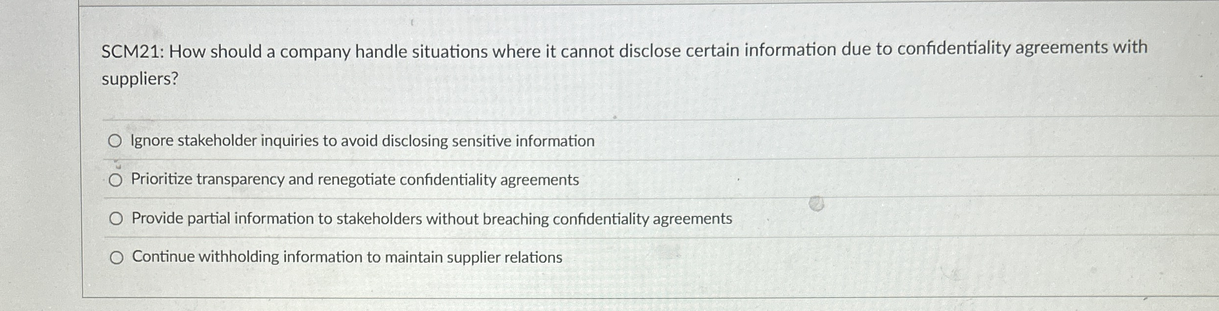 Solved SCM21: How should a company handle situations where | Chegg.com