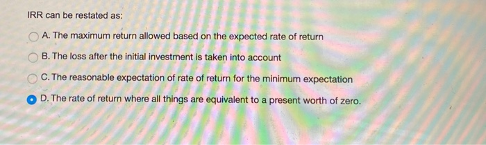 Solved hols How would you describe the MARR in lay terms? A. | Chegg.com