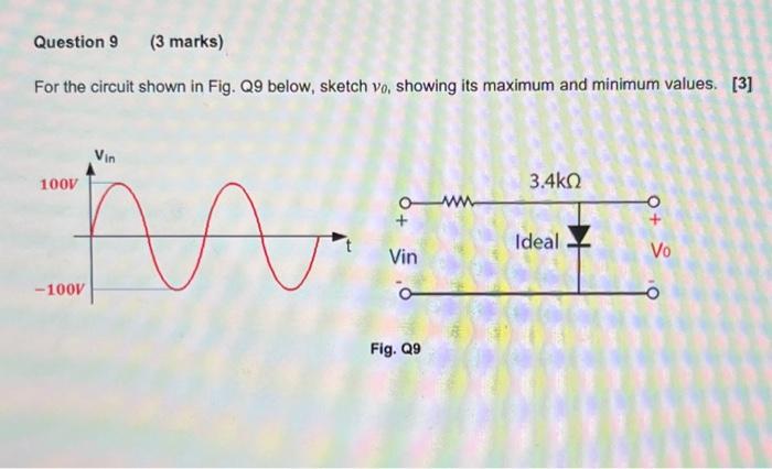 Solved For the circuit shown in Fig. Q9 below, sketch v0, | Chegg.com
