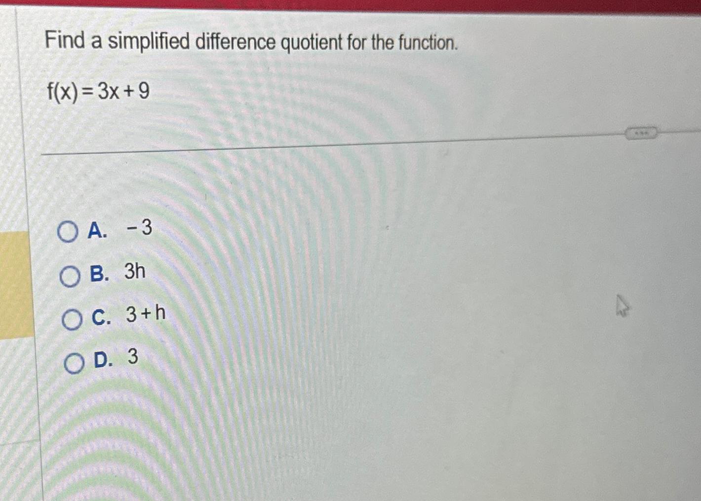 Solved Find a simplified difference quotient for the | Chegg.com