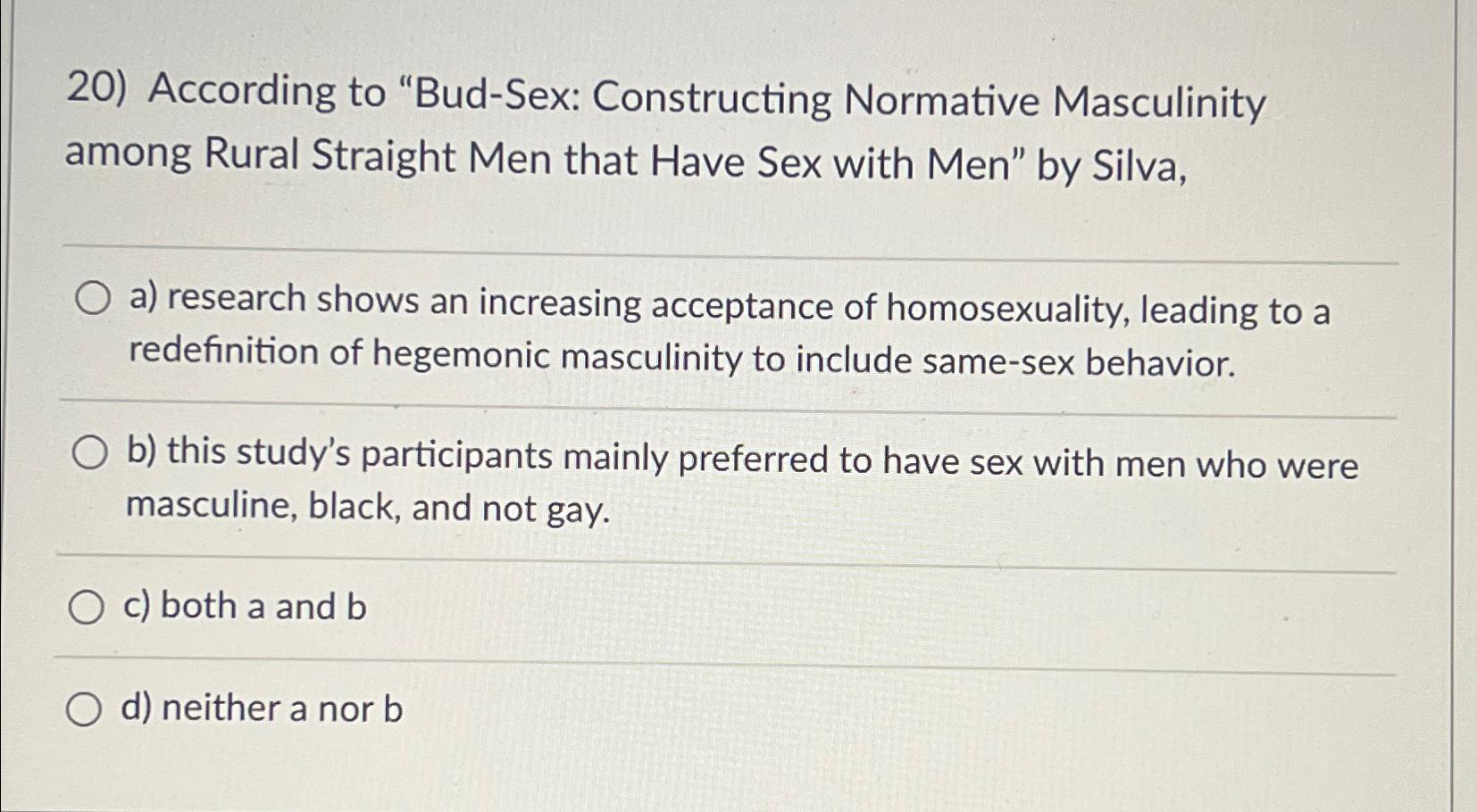 According To Bud Sex Constructing Normative