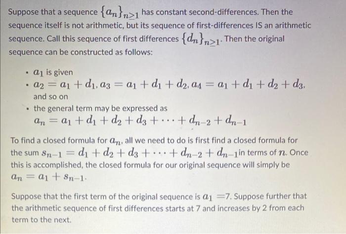 Solved Suppose that a sequence {an}n>1 has constant | Chegg.com