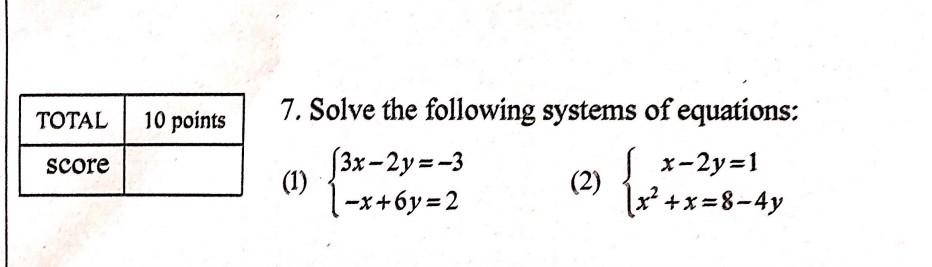 Solved Solve the following systems of equations: 1) | Chegg.com