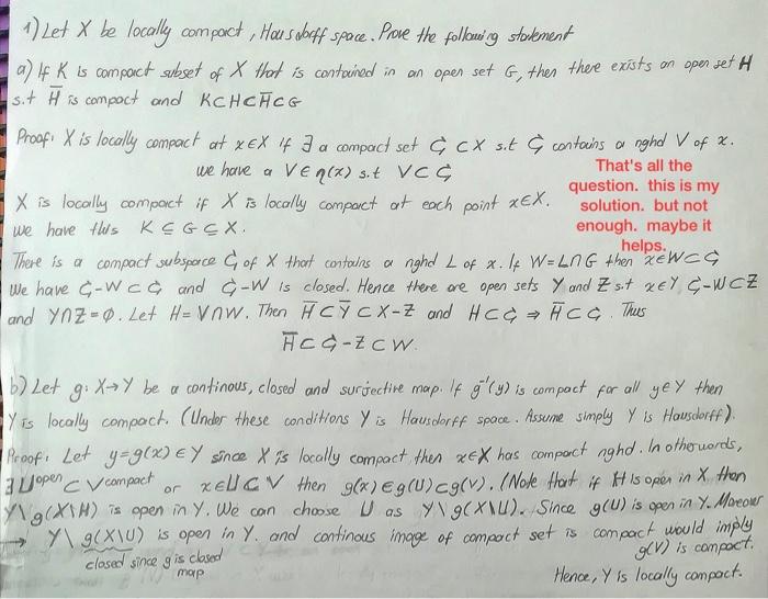 Solved 1. Let X be a locally compact, Hausdorff space. Prove | Chegg.com