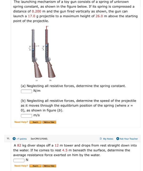 Solved The launching mechanism of a toy gun consists of a | Chegg.com