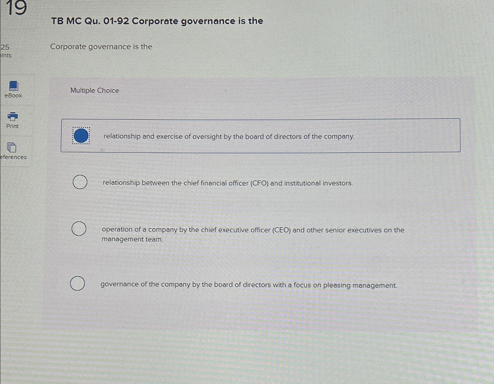 Solved TB MC Qu. 01-92 ﻿Corporate governance is theCorporate | Chegg.com