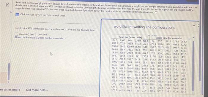 Solved Refec to the accompanying data set on wait times from | Chegg.com