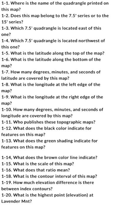 1-1. Where is the name of the quadrangle printed on | Chegg.com