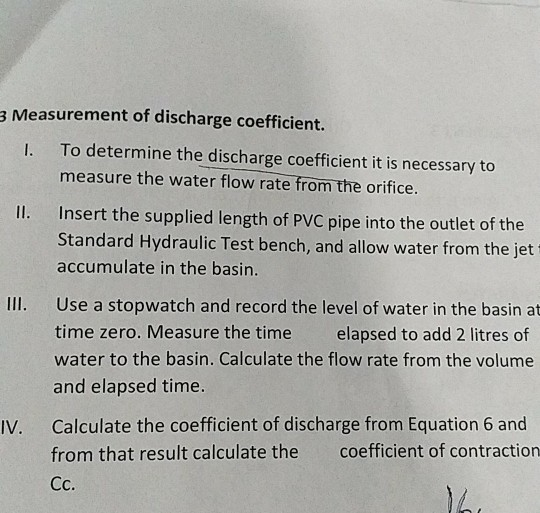 EXPERIMENT 2 FLOW THROUGH AN ORIFICE 1. AIM To | Chegg.com