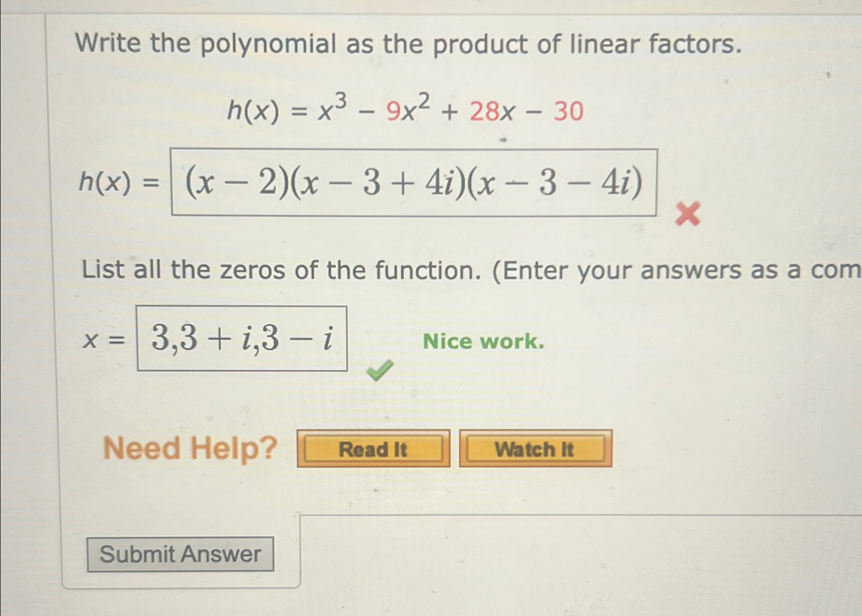 Solved Write the polynomial as the product of linear | Chegg.com
