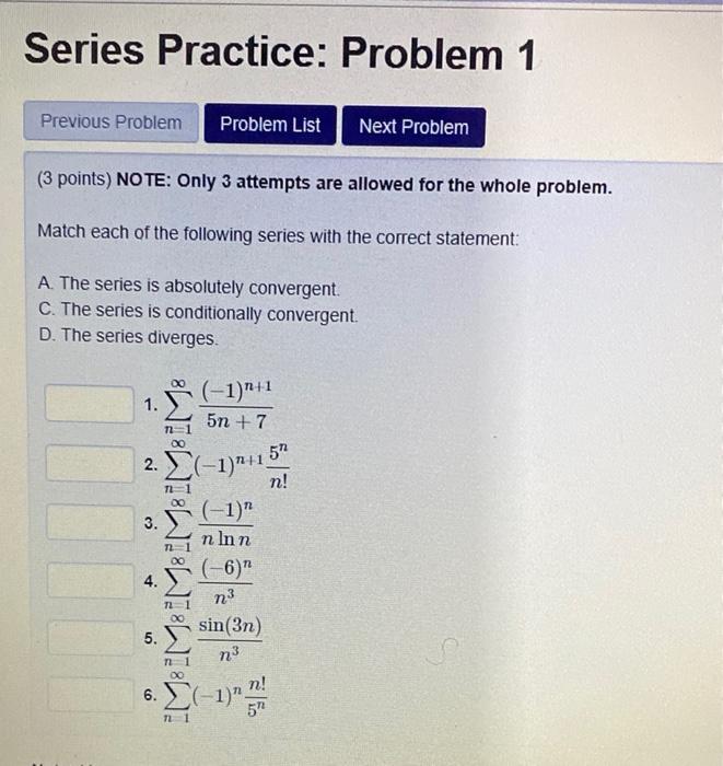 Solved Series Practice: Problem 1 (3 points) NOTE: Only 3 | Chegg.com