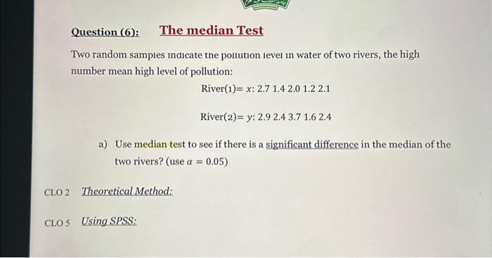 Solved Two random samples indicate the pollution level in | Chegg.com